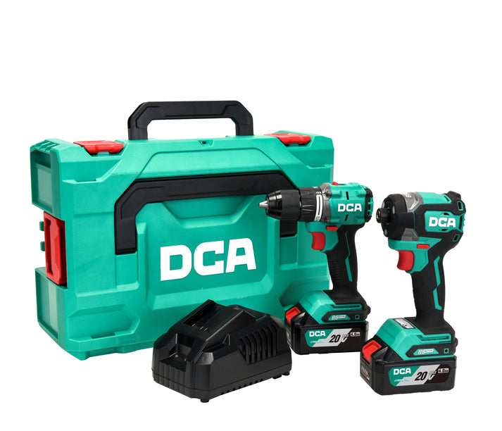 DCA ADKIT26 Brushless Cordless Hammer Drill & Impact Driver 20V Combo ...